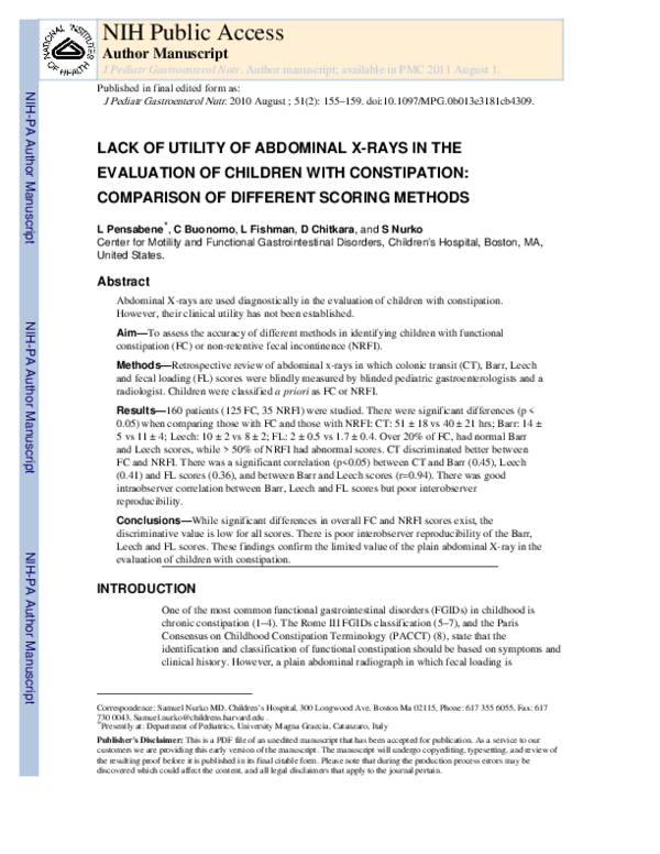 (PDF) Lack of Utility of Abdominal X-rays in the Evaluation of Children ...