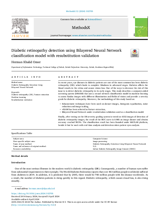 (PDF) Diabetic retinopathy detection using Bilayered Neural Network classification model with ...