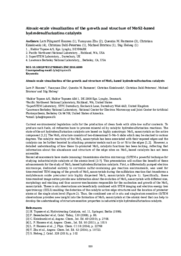 (PDF) Atomic-scale visualization of the growth and structure of MoS2 ...