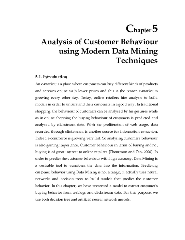 (PDF) Analysis of Customer Behaviour using Modern Data Mining Techniques