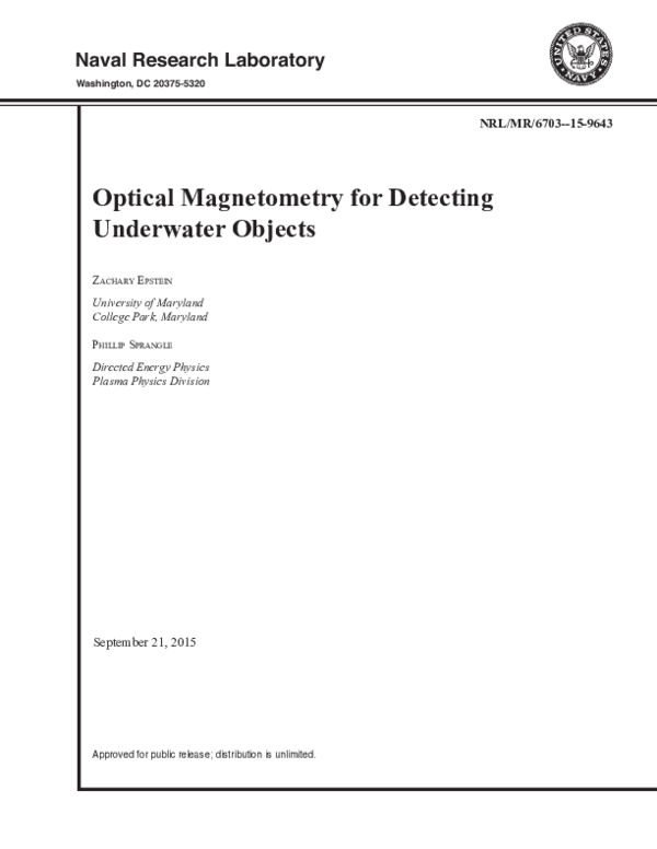 (PDF) Optical Magnetometry for Detecting Underwater Objects