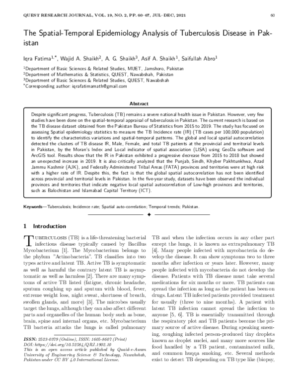(PDF) The Spatial-Temporal Epidemiology Analysis of Tuberculosis ...