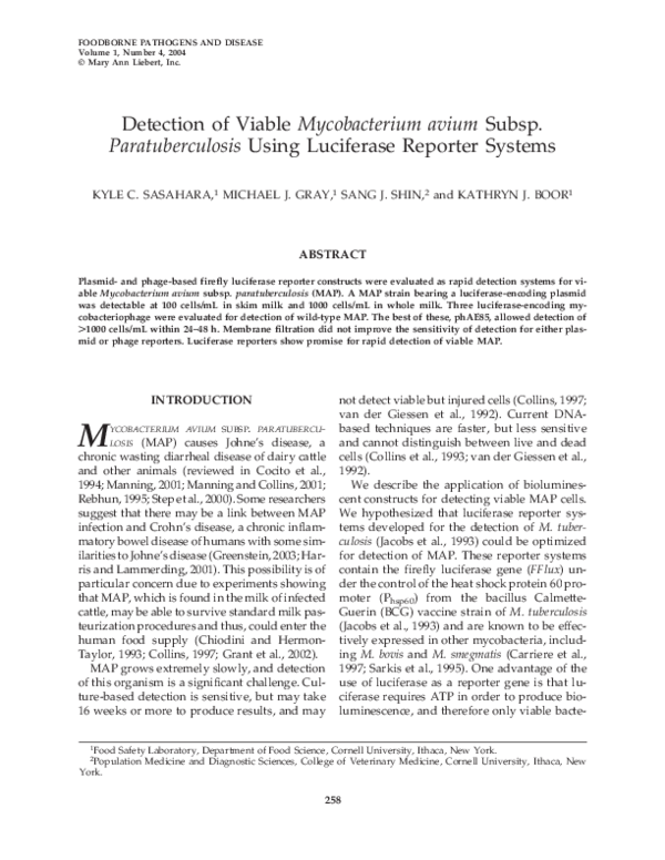 (PDF) Detection of viable Mycobacterium avium subspecies ...