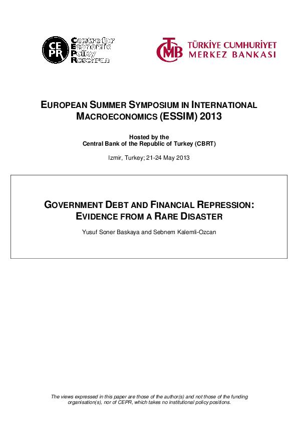 (PDF) Government Debt and Financial Repression: Evidence from a Rare Disaster | Yusuf Soner ...