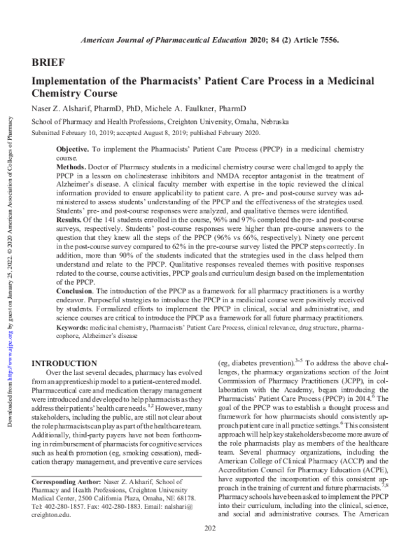(PDF) Implementation of the Pharmacists’ Patient Care Process in a ...