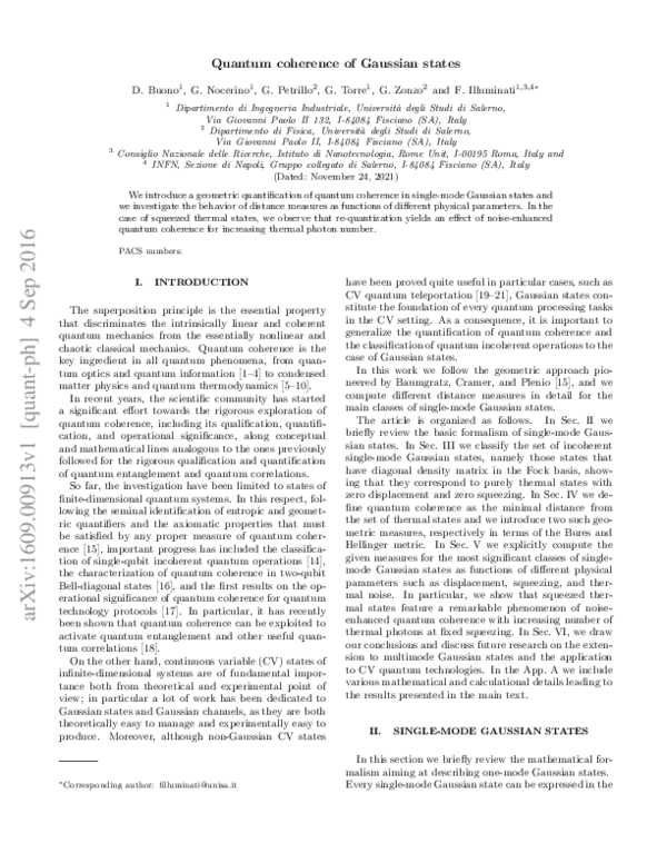 (PDF) Quantum coherence of Gaussian states