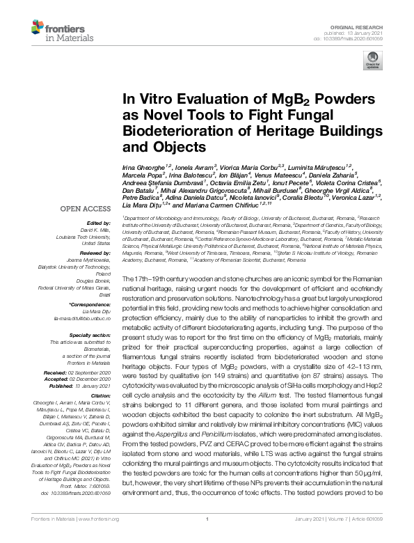 (PDF) In Vitro Evaluation of MgB2 Powders as Novel Tools to Fight ...