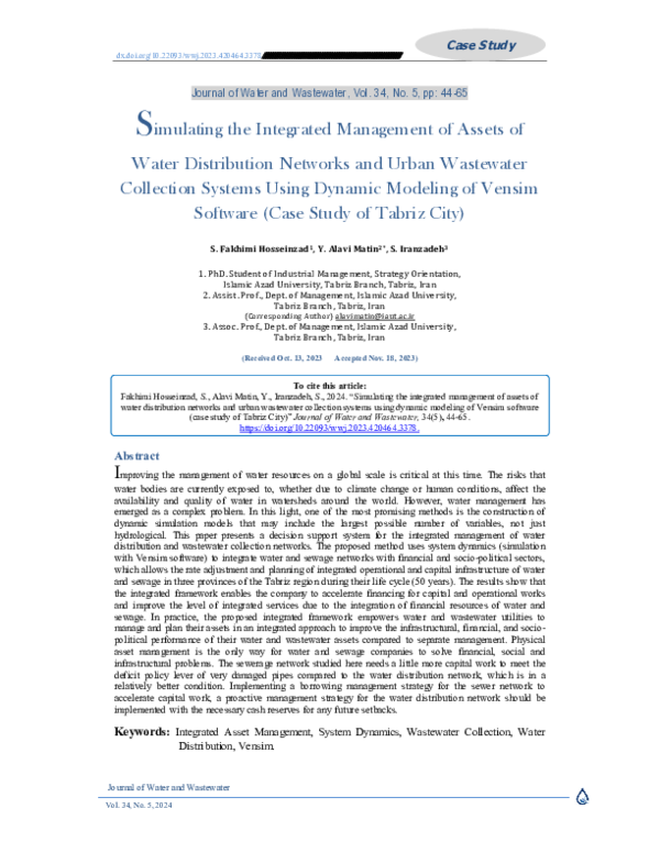 (PDF) Simulating the Integrated Management of Assets of Water ...
