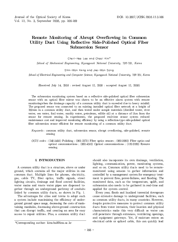 (PDF) Remote Monitoring of Abrupt Overflowing in Common Utility Duct ...