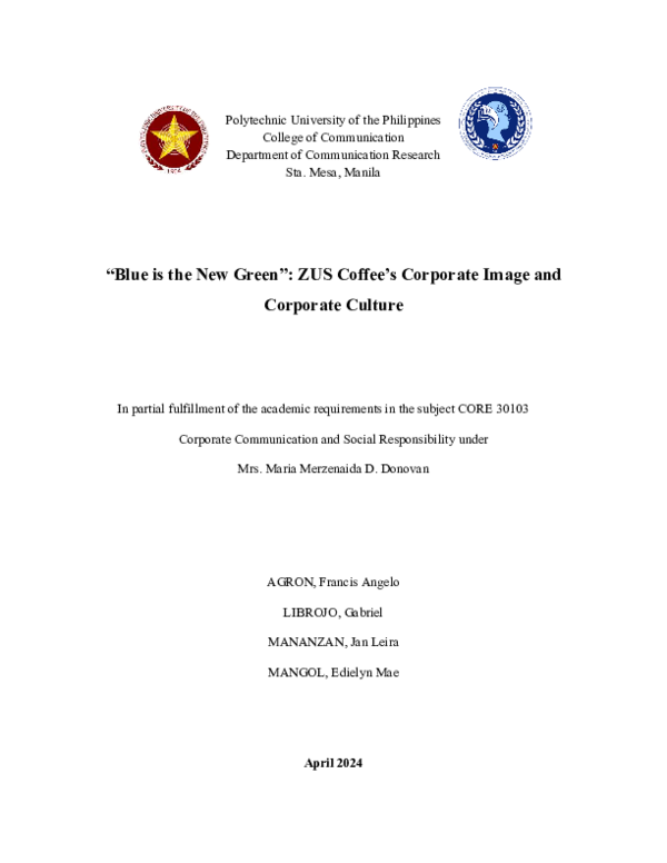 (PDF) “Blue is the New Green”: An Analysis of ZUS Coffee’s Corporate ...
