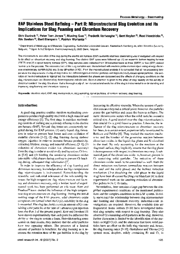 (PDF) EAF Stainless Steel Refining - Part II: Microstructural Slag ...