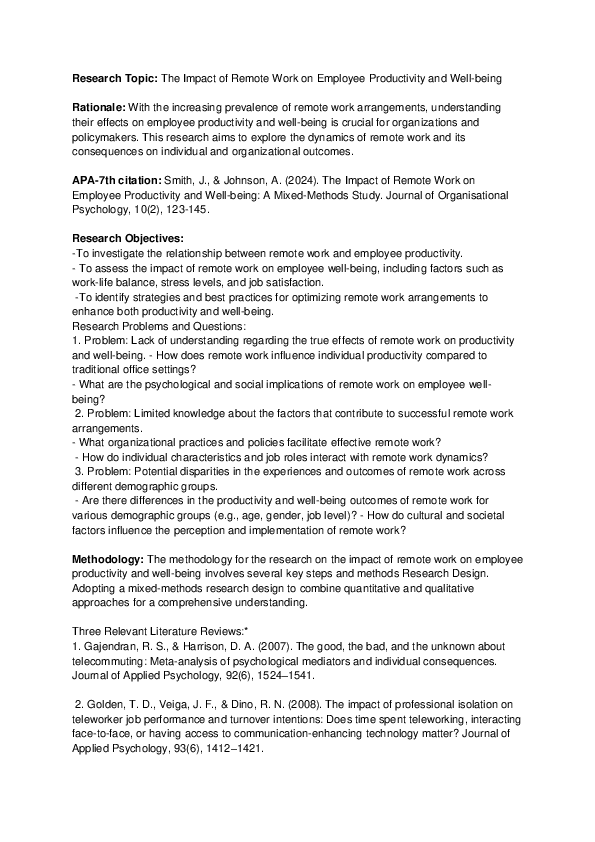 (PDF) Research topic: The Impact of Remote Work on Employee ...