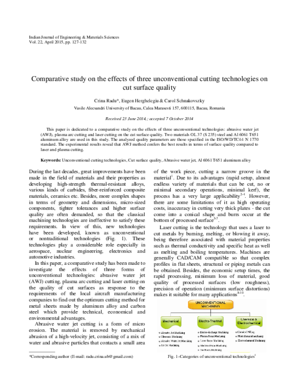 (PDF) Comparative study on the effects of three unconventional cutting ...