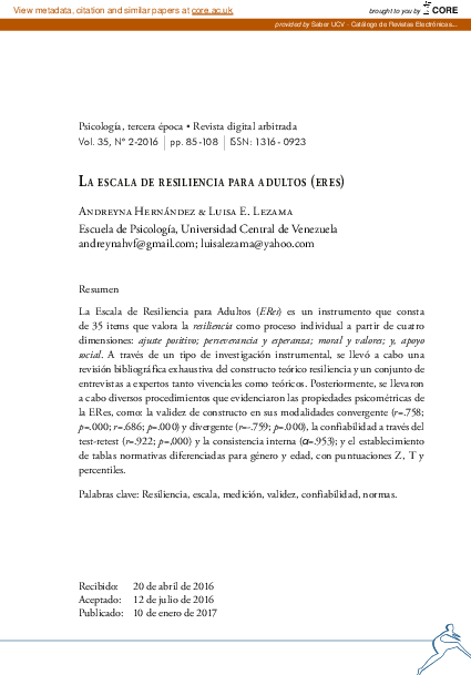(PDF) La escala de resiliencia para adultos (eres)