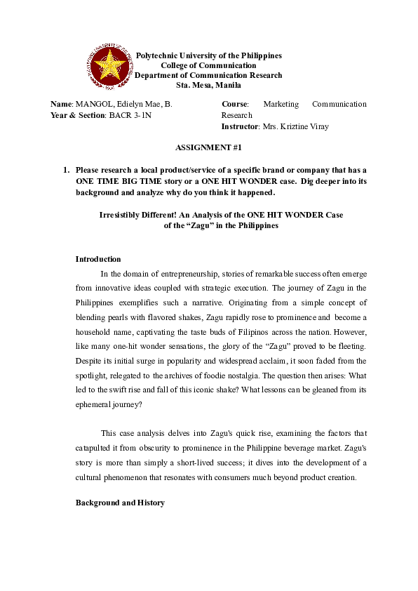 (PDF) Irresistibly Different! An Analysis of the ONE HIT WONDER Case of ...