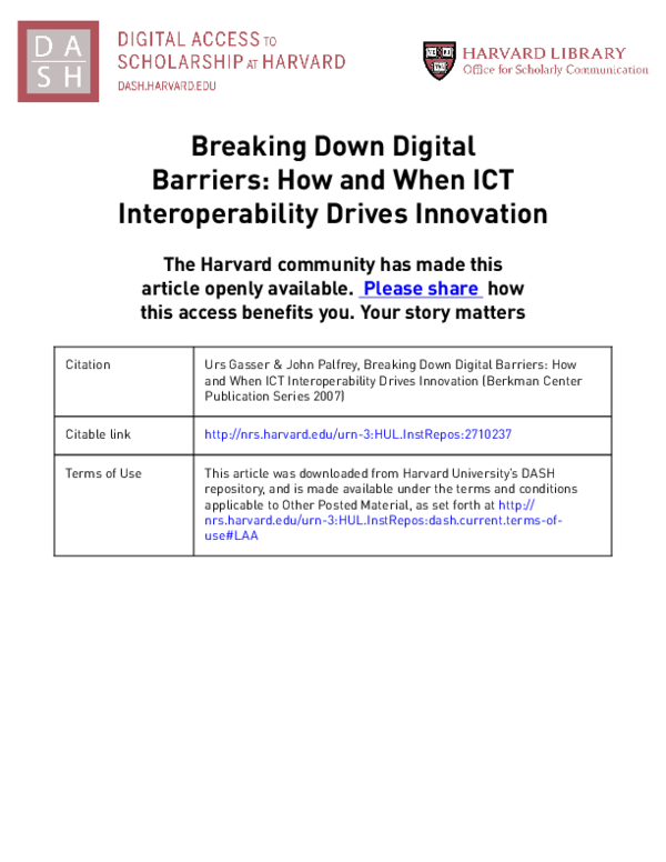 (PDF) Breaking Down Digital Barriers: When and How ICT Interoperability ...