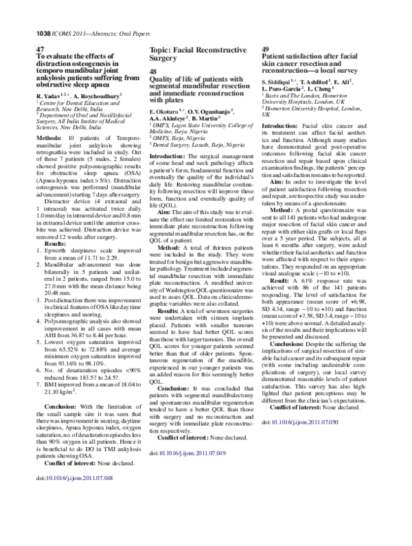 (PDF) Quality of Life of Patients With Segmental Mandibular Resection ...