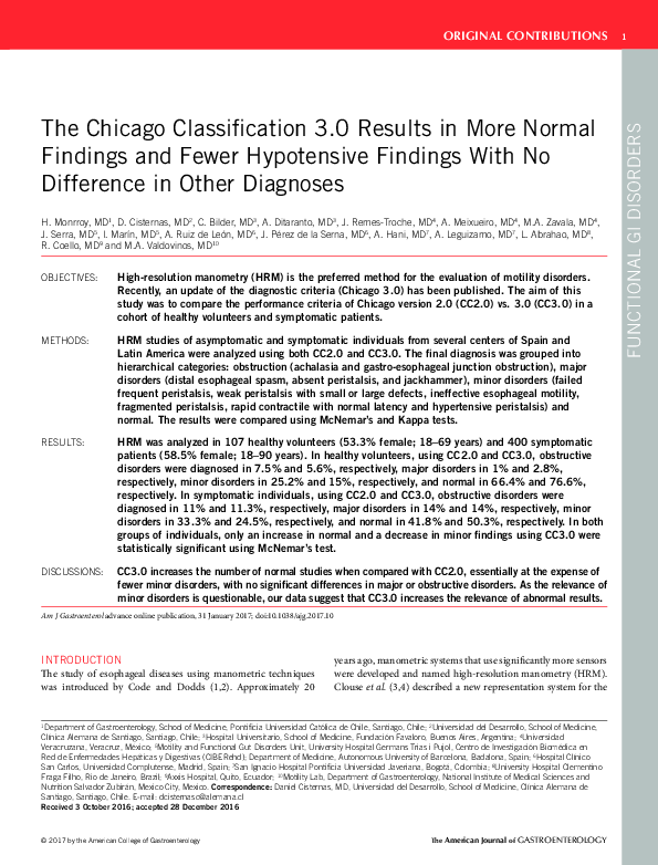 (PDF) The Chicago Classification 3.0 Results in More Normal Findings ...