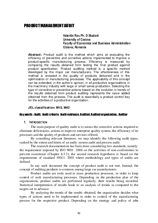 (PDF) Product Management Audit