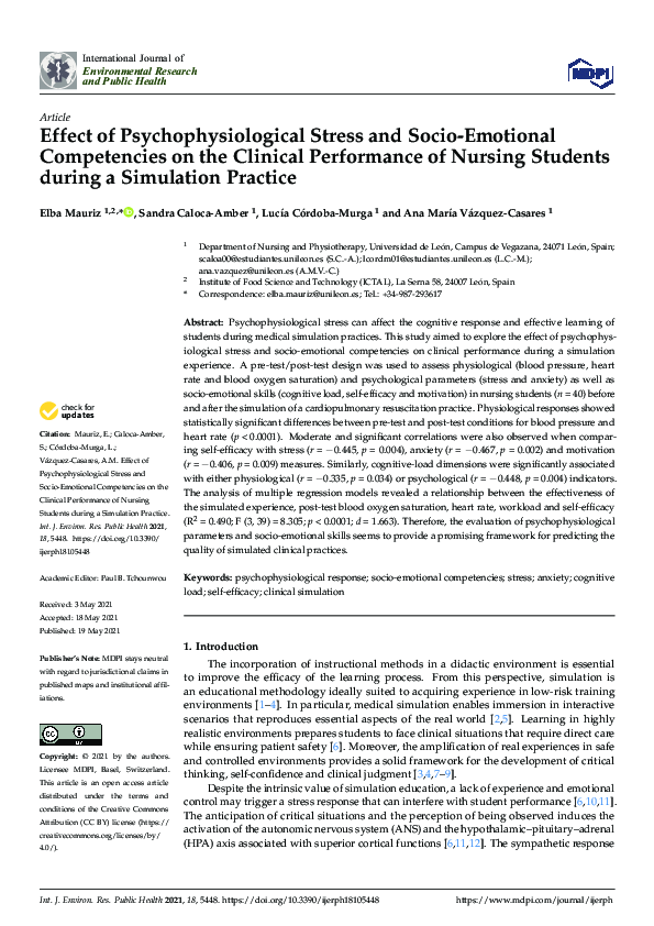 (PDF) Effect of Psychophysiological Stress and Socio-Emotional ...
