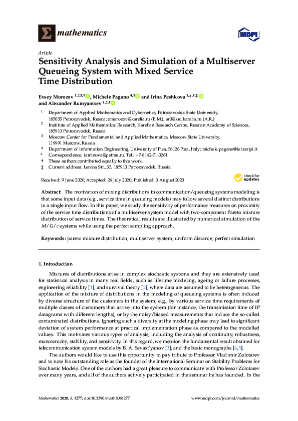 (PDF) Sensitivity Analysis and Simulation of a Multiserver Queueing System with Mixed Service ...