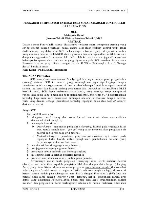 (PDF) Pengaruh Temperatur Baterai Pada Solar Charger Controller (SCC ...