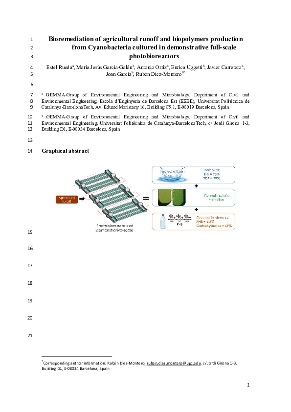 (PDF) Bioremediation of agricultural runoff and biopolymers production ...