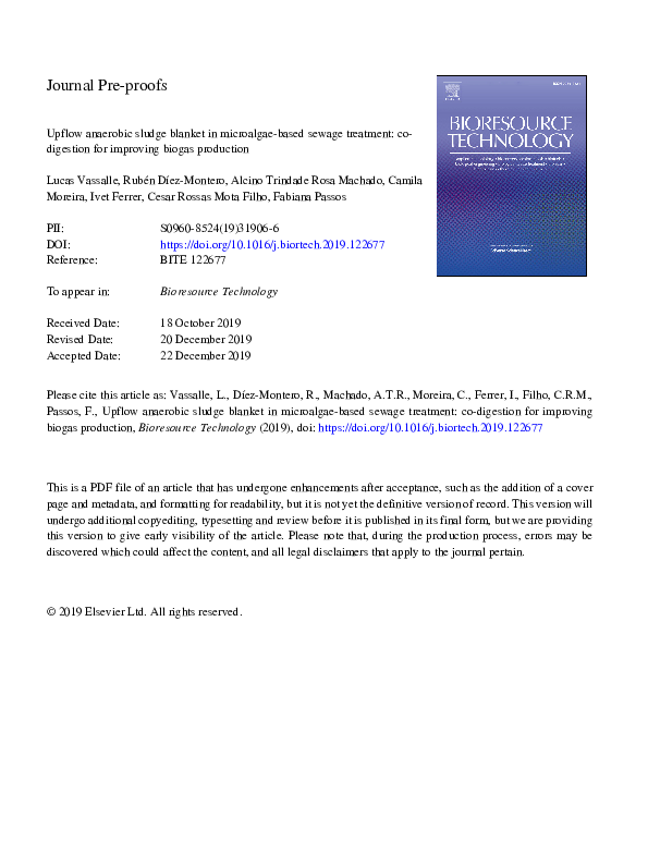 (PDF) Upflow anaerobic sludge blanket in microalgae-based sewage ...