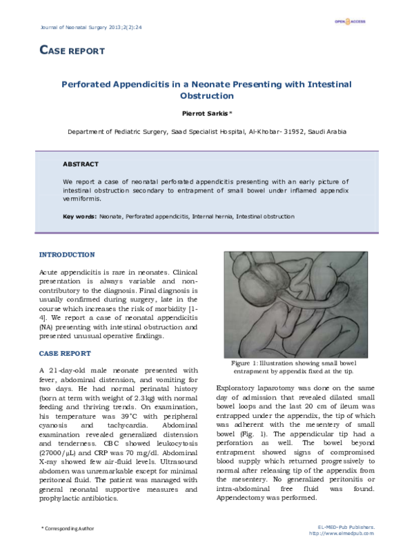 (PDF) Perforated Appendicitis in a Neonate Presenting with Intestinal ...