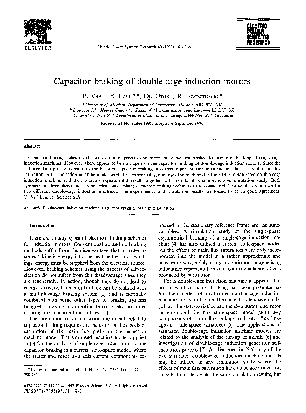 (PDF) Capacitor braking of double-cage induction motors
