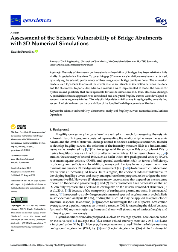 (PDF) Assessment of the Seismic Vulnerability of Bridge Abutments with ...