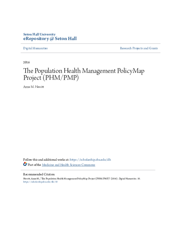(PDF) The Population Health Management PolicyMap Project (PHM/PMP)