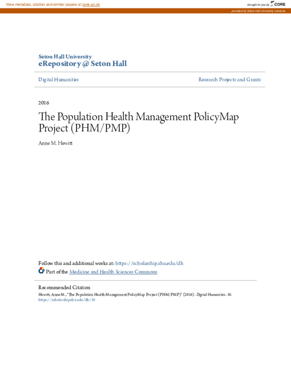 (PDF) Population Health Management – Policy Map Project (PHM-PMP ...