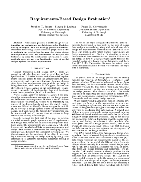 (PDF) Requirements-Based Design Evaluation