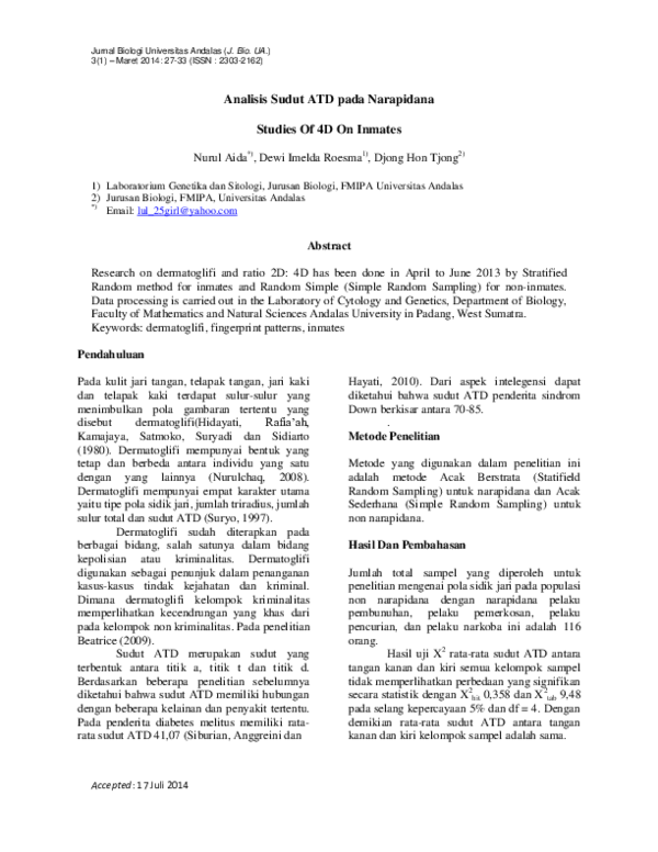 (PDF) Analisis Sudut ATD pada Narapidana