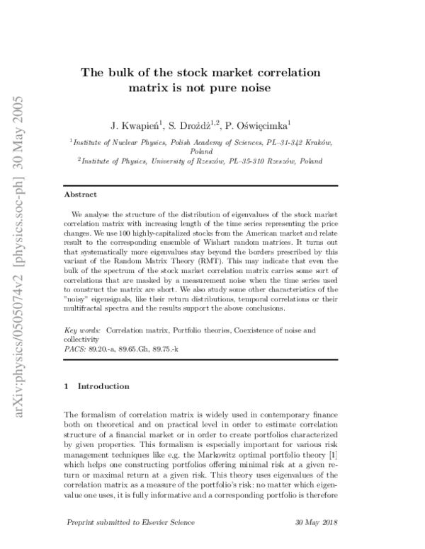 (PDF) Eigenvalues of Stock Market Correlation Matrix