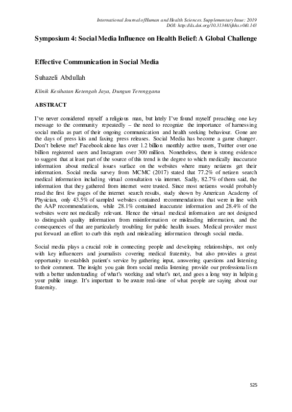 Pdf Effective Communication In Social Media