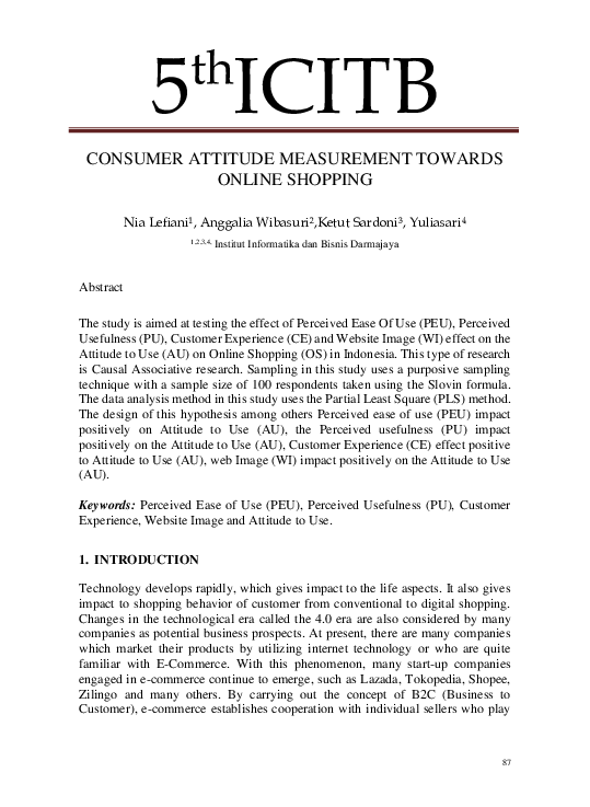 Pdf Consumer Attitude Measurement Towards Online Shopping