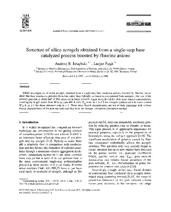 (PDF) Structure of silica aerogels obtained from a single-step base catalyzed process boosted by ...