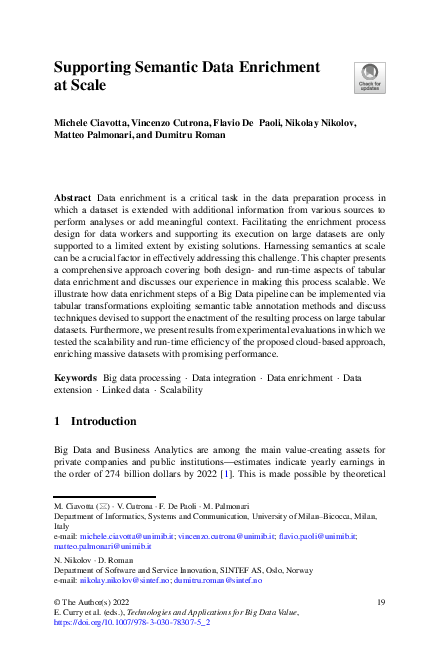 (PDF) Supporting Semantic Data Enrichment at Scale