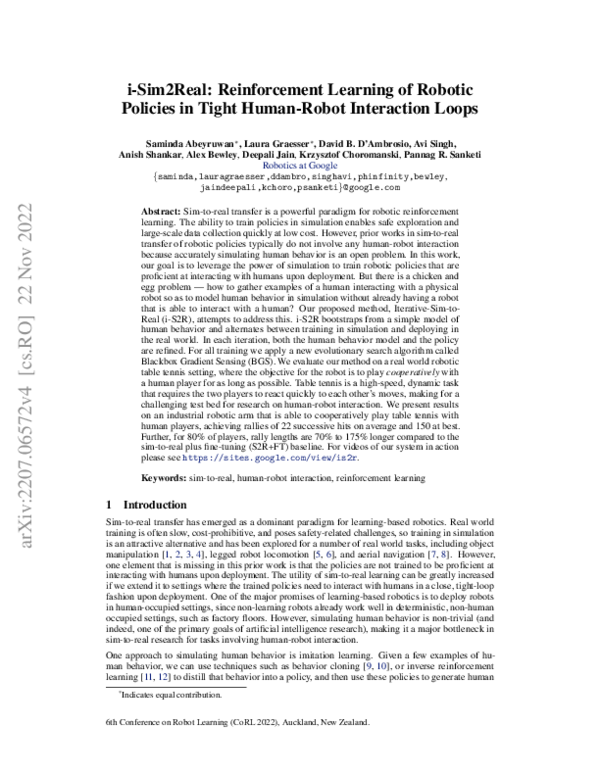(PDF) i-Sim2Real: Reinforcement Learning of Robotic Policies in Tight ...