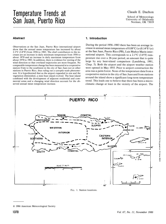 (PDF) Temperature Trends at San Juan, Puerto Rico