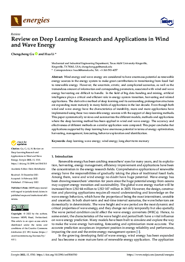 (PDF) Review on Deep Learning Research and Applications in Wind and ...