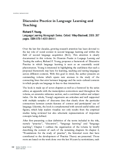 (PDF) Discursive practice in language learning and teaching