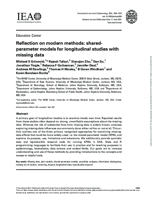 (PDF) Reflection on modern methods: shared-parameter models for longitudinal studies with ...
