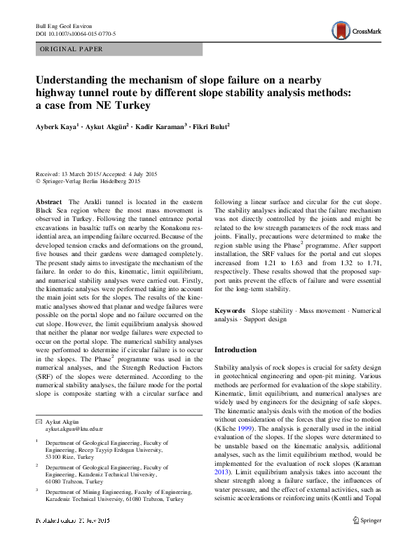 (PDF) Understanding the mechanism of slope failure on a nearby highway ...