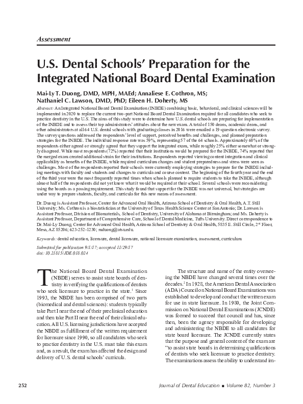 (PDF) U.S. Dental Schools' Preparation for the Integrated National ...