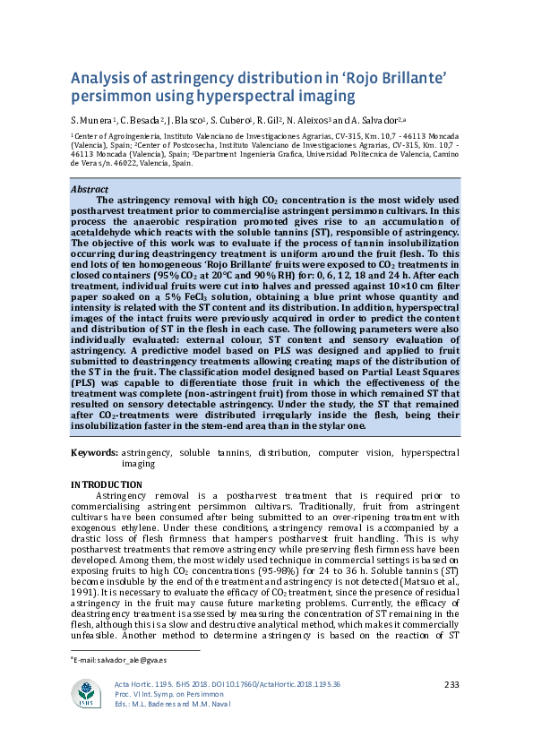 (PDF) Analysis of astringency distribution in ‘Rojo Brillante ...