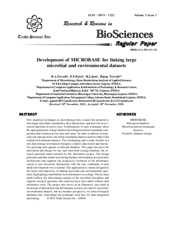 (PDF) Development of MICROBASE for linking large microbial and ...
