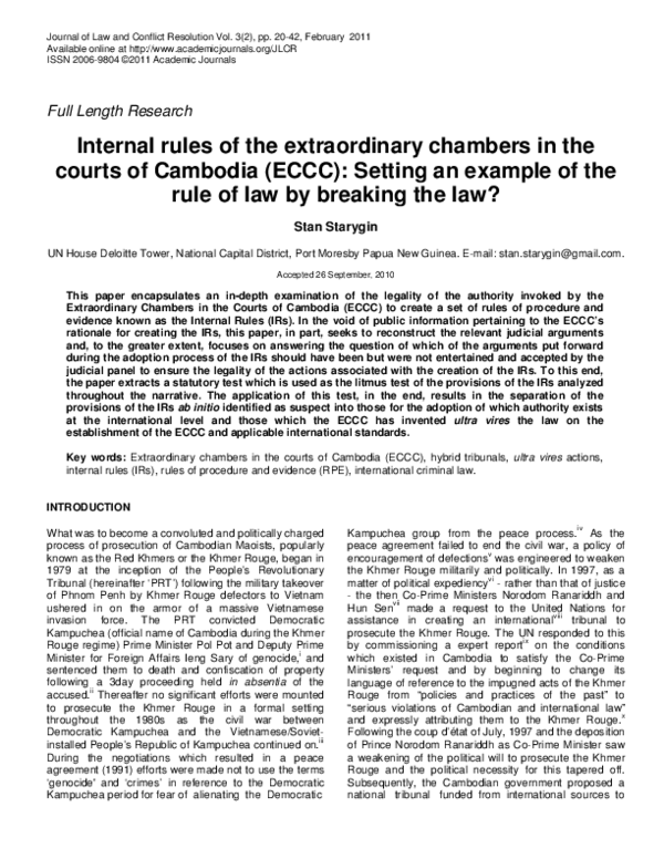 (PDF) Internal rules of the extraordinary chambers in the courts of ...